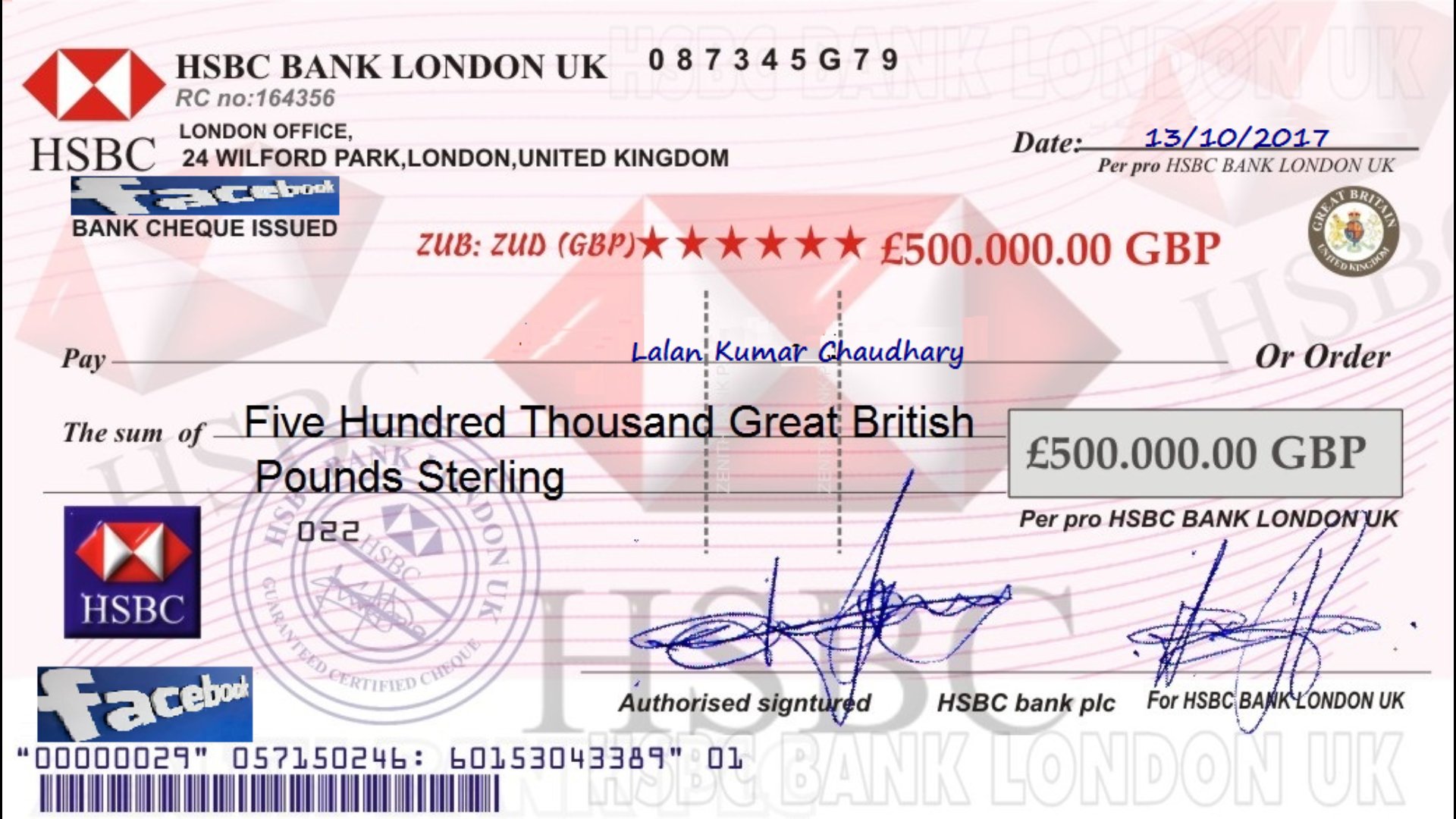 Uk Bank Cheques