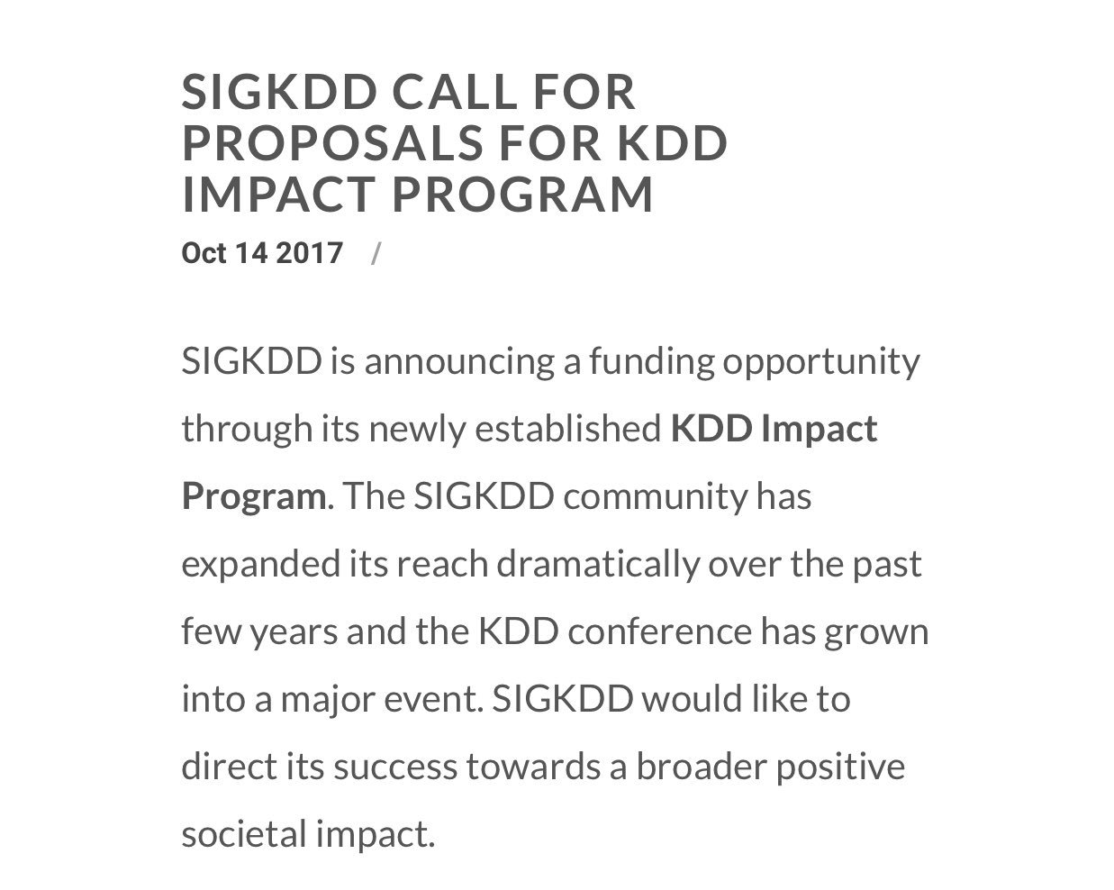 SIGKDD 2023 on Twitter: "SIGKDD impact program is now open. Help create a better world with data ...