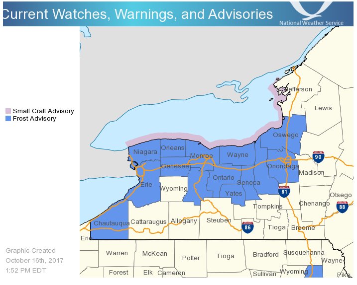 Frost Advisory issued for most of the Finger Lakes – FingerLakes1.com ...
