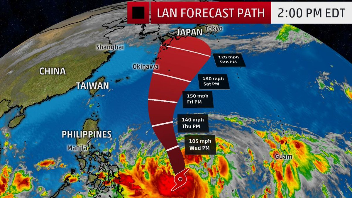 Tropical Storm Lan may rapidly intensify to a super typhoon and ...