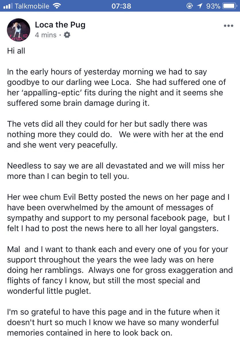 What Did Loca The Pug Die From