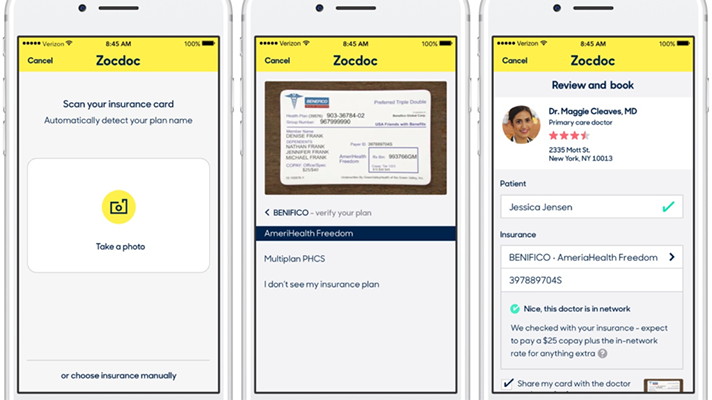 Zocdoc Appointment Booking app now Verifies Insurance with AI