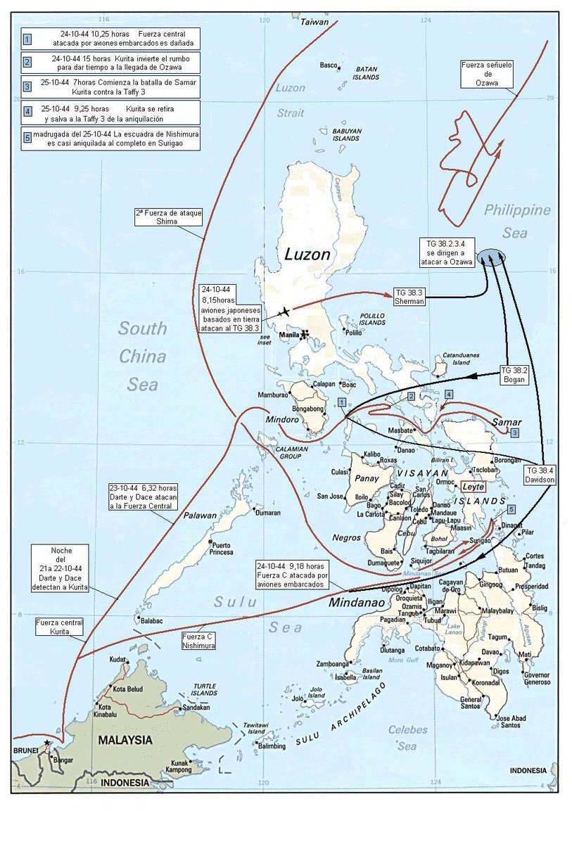 La batalla naval del golfo de leyte fueron 4 grandes combates navales ...