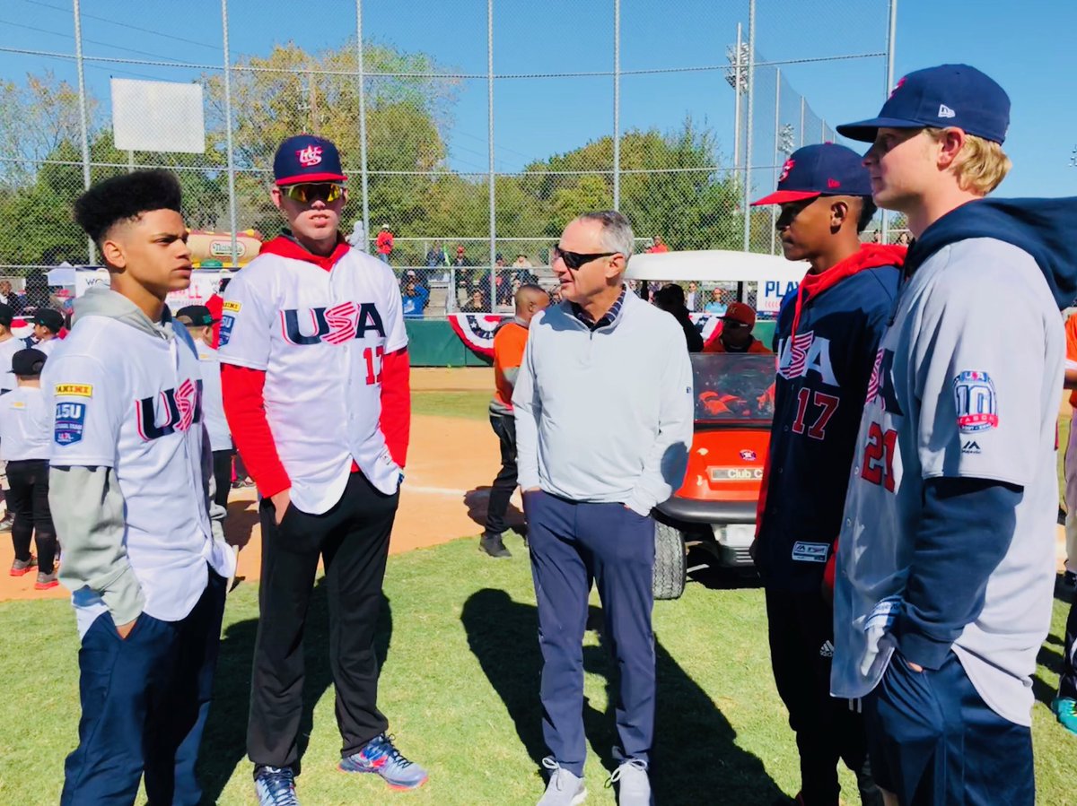 Alums Mason Winn, Trey Faltine, Tanner Witt, Shane Baz chatting with ...