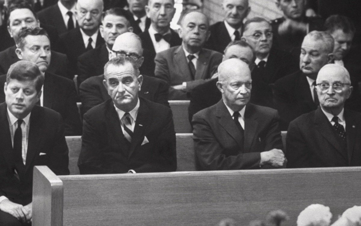 Four Presidents at Speaker Sam Rayburn’s funeral, Bonham, Texas, today ...