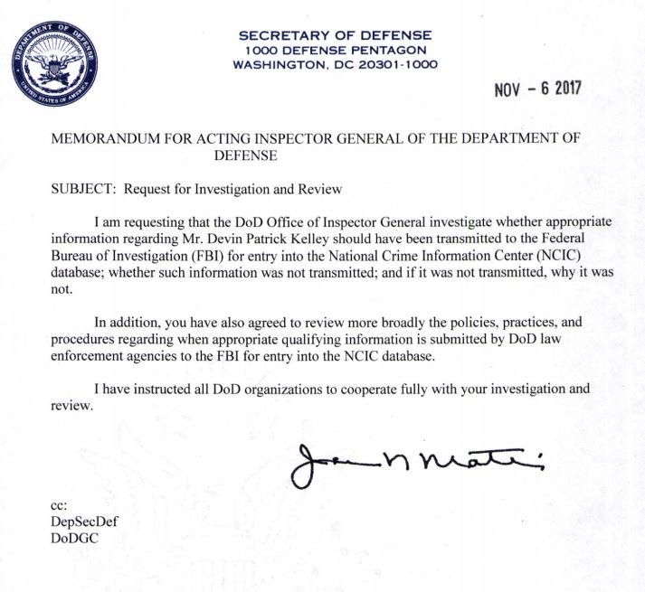 JUST IN: Defense Secretary Mattis signs memo requesting DoD Inspector General to review the ...