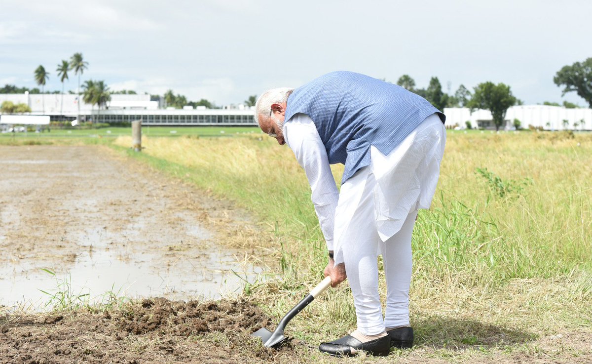 PM Shri breaks ground for resilient rice field laboratory at the ...