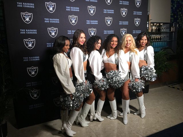 The raiderettes are in las vegas for the stadium groundbreaking after ...