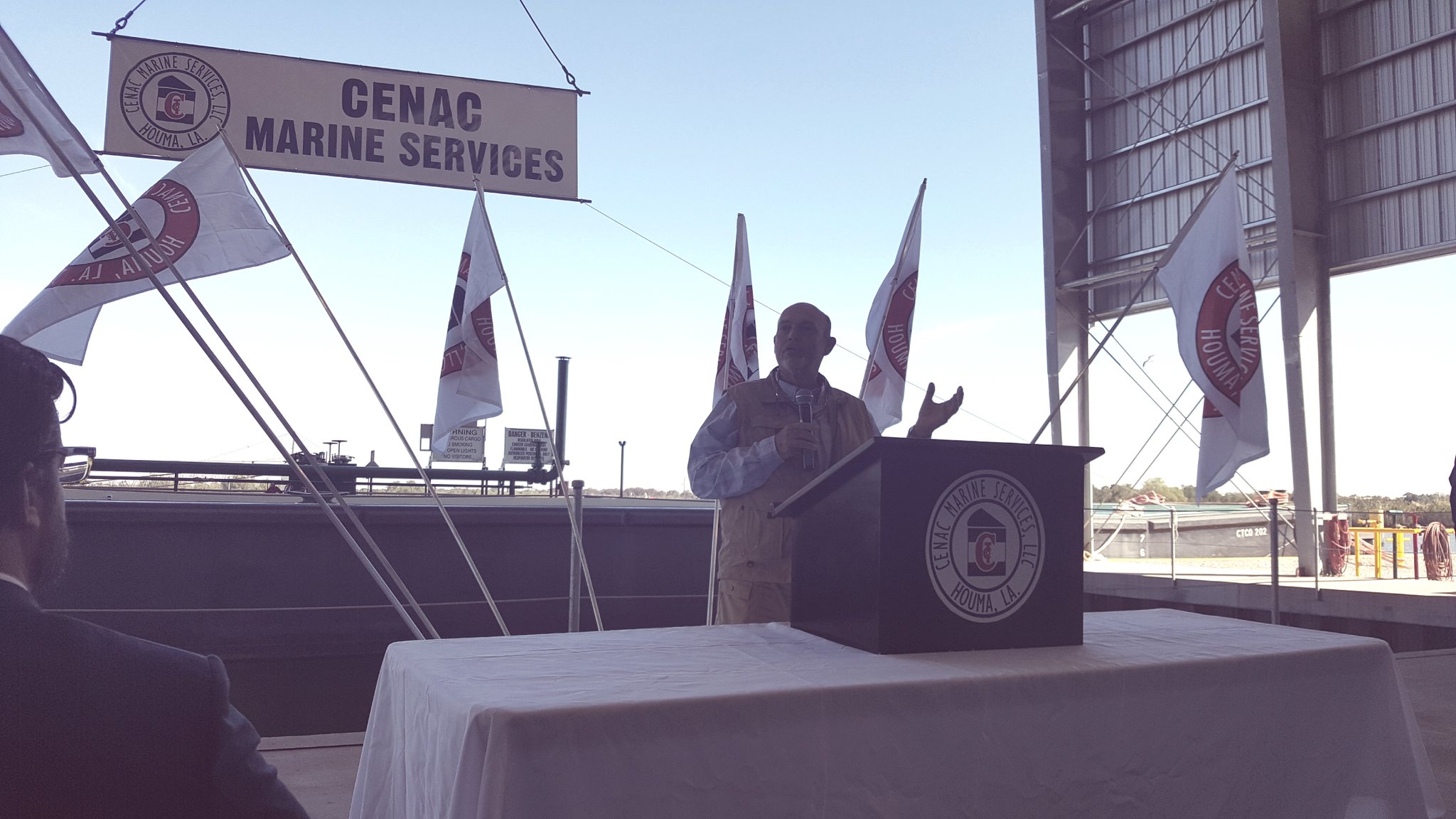 Lana M. Fontenot on Twitter: "Barge Dedication with @ArlenBennyCenac and @southlacc underway! # ...