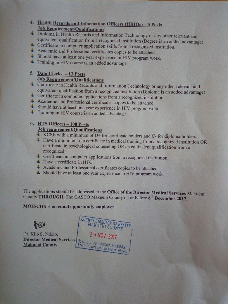 Makueni County Hiring - 128 Vacancies Open - Youth Village Kenya
