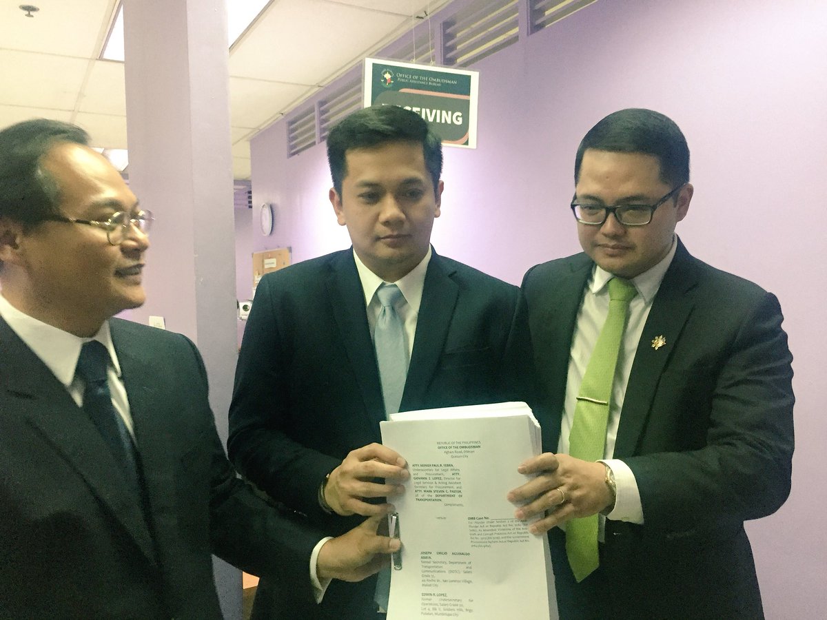 DOTr Usec. Reinier Yebra and Acting Asec. Giovanni Lopez lead the filing of plunder, graft, and ...