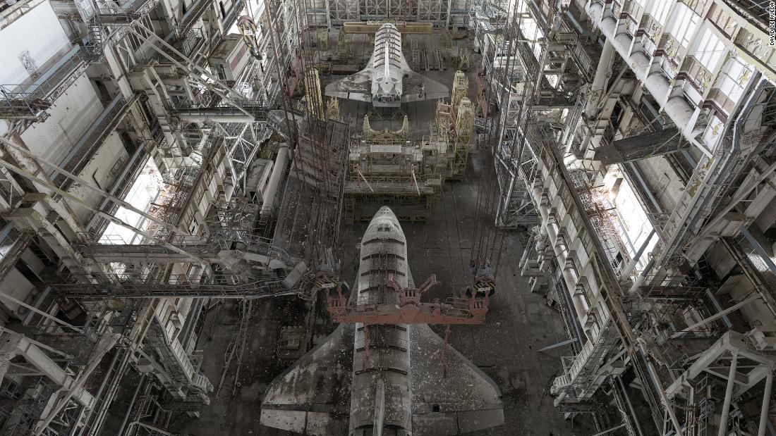 Two Soviet-era space shuttles from the Buran program, which had its ...