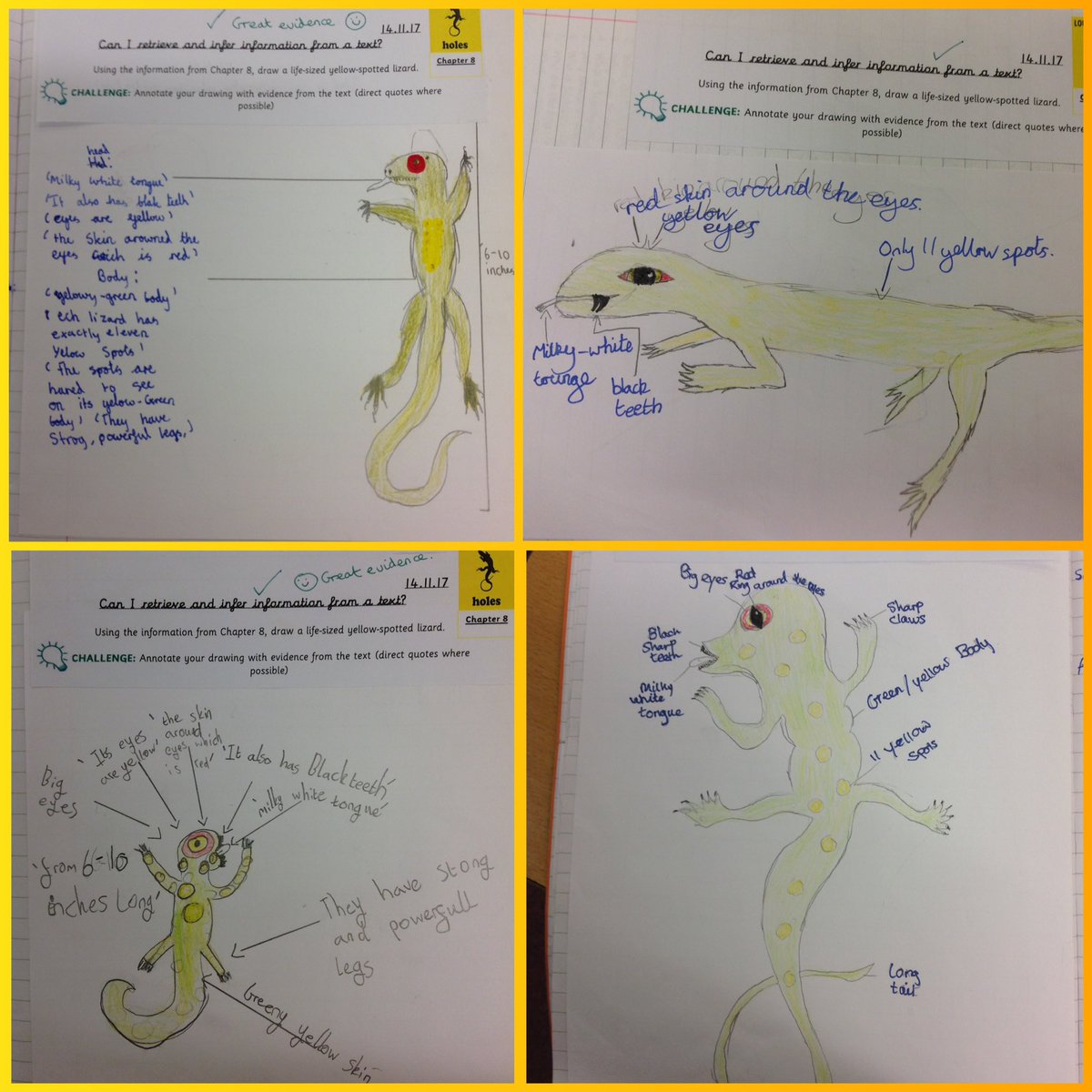 How To Draw A Yellow Spotted Lizard From Holes