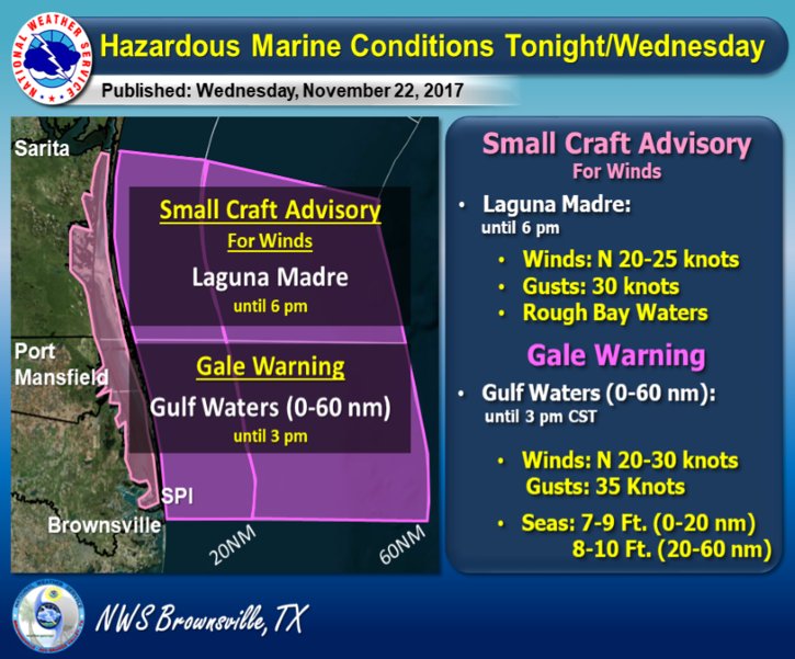 A Gale Warning is now in effect on the lower Texas coastal waters while ...