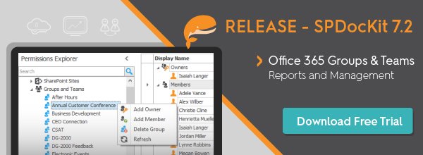 SPDocKit on Twitter: "[Release - #SPDocKit 7.2] Bulk management of #Office365 Groups, improved # ...