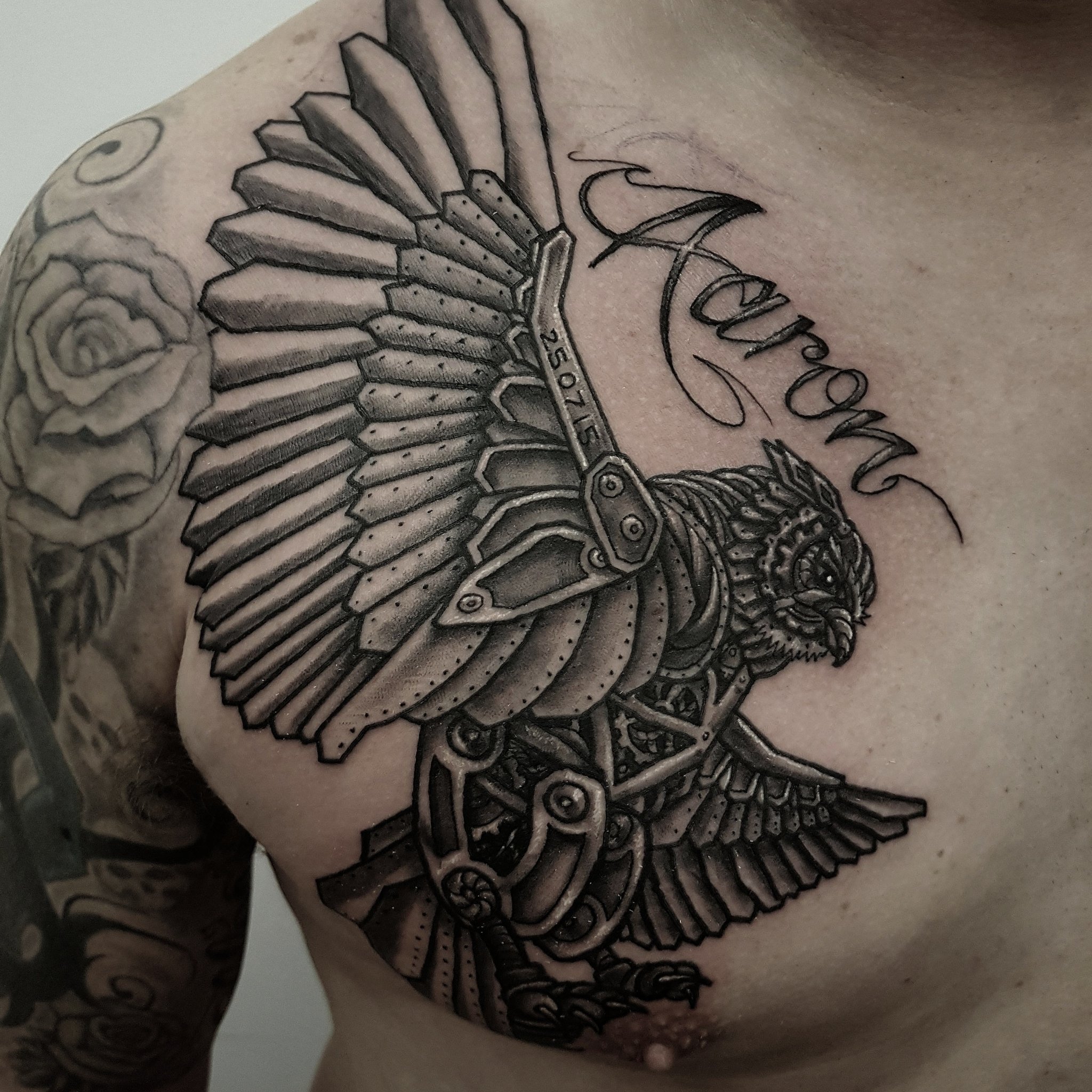Mechanical Owl Tattoo