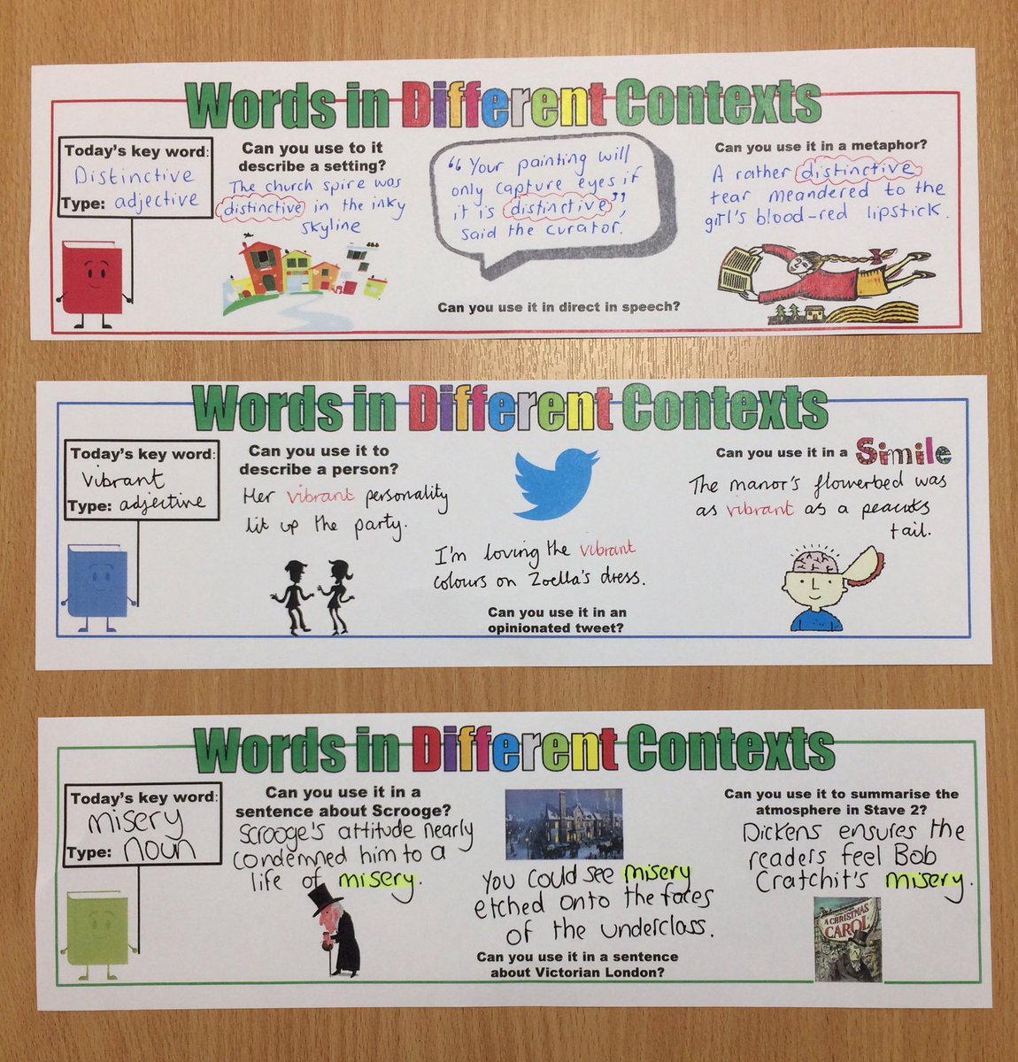 Mr Moon on Twitter: "Vocabulary in context starter strips. Pupils are ...