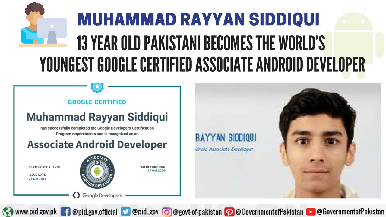 Govt of Pakistan on Twitter: "Muhammad Rayyan Siddiqui, a 13 years old from #Pakistan becomes ...