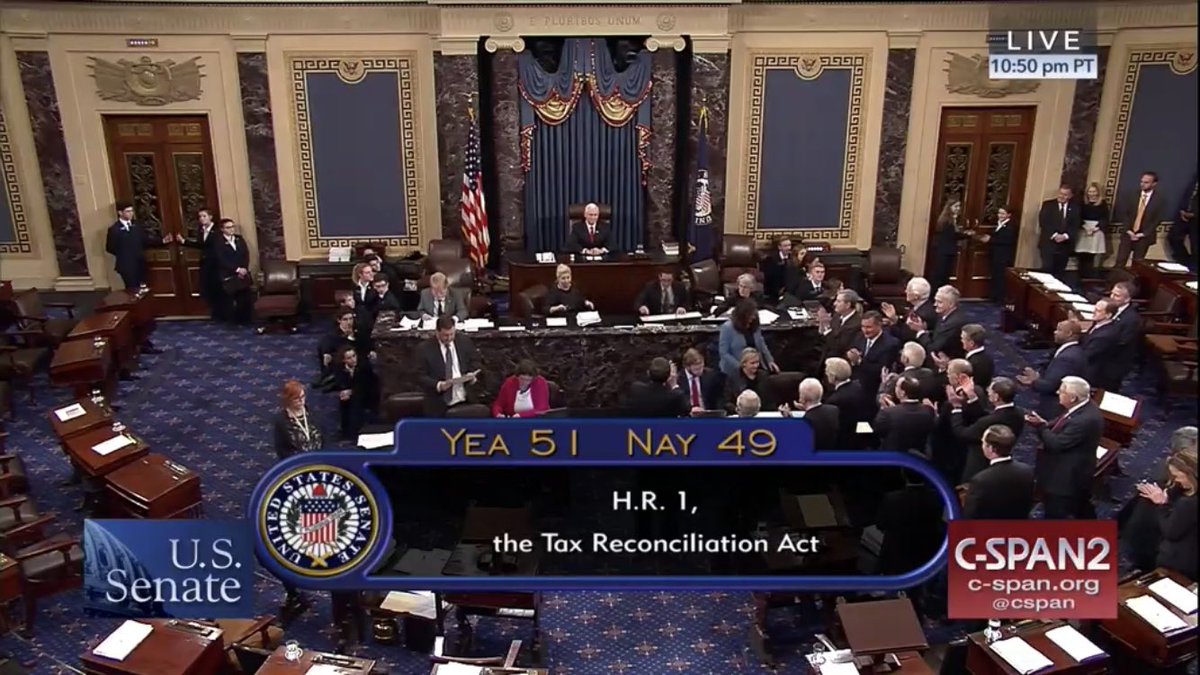 Seen on C-SPAN2: U.S. Senate passes GOP TaxReform bill, 51-49. BREAKING ...