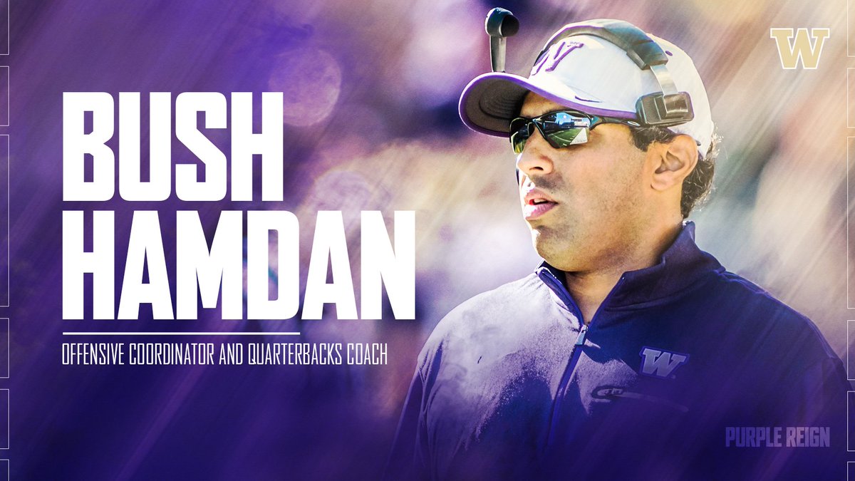 Bush Hamdan named Washington's Offensive Coordinator and QB Coach : r/CFB