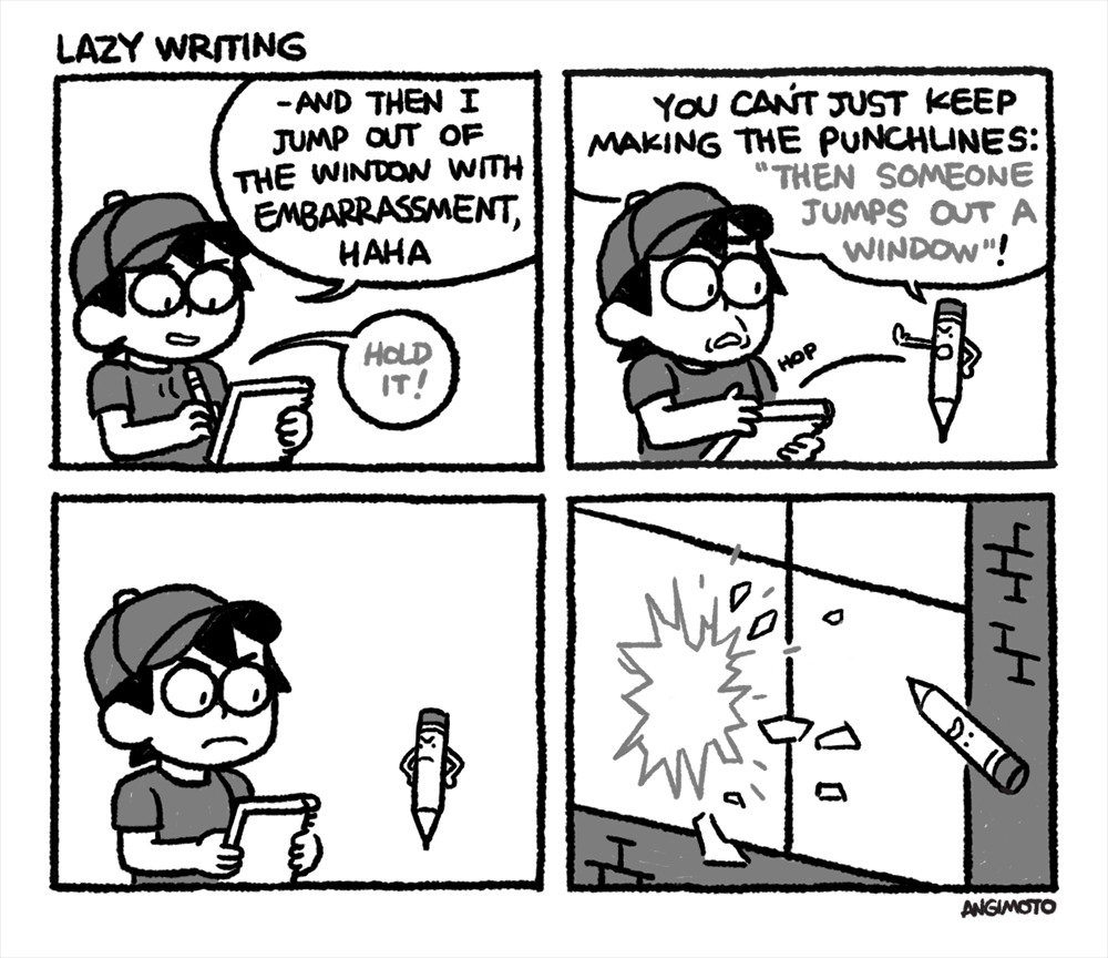 「thinking of comic ideas 」andrew douglasの漫画