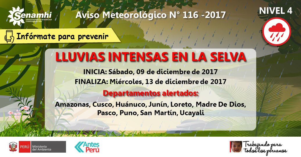 Senamhi On Twitter Aviso Precipitaciones Selva Del 09 Al 13 De