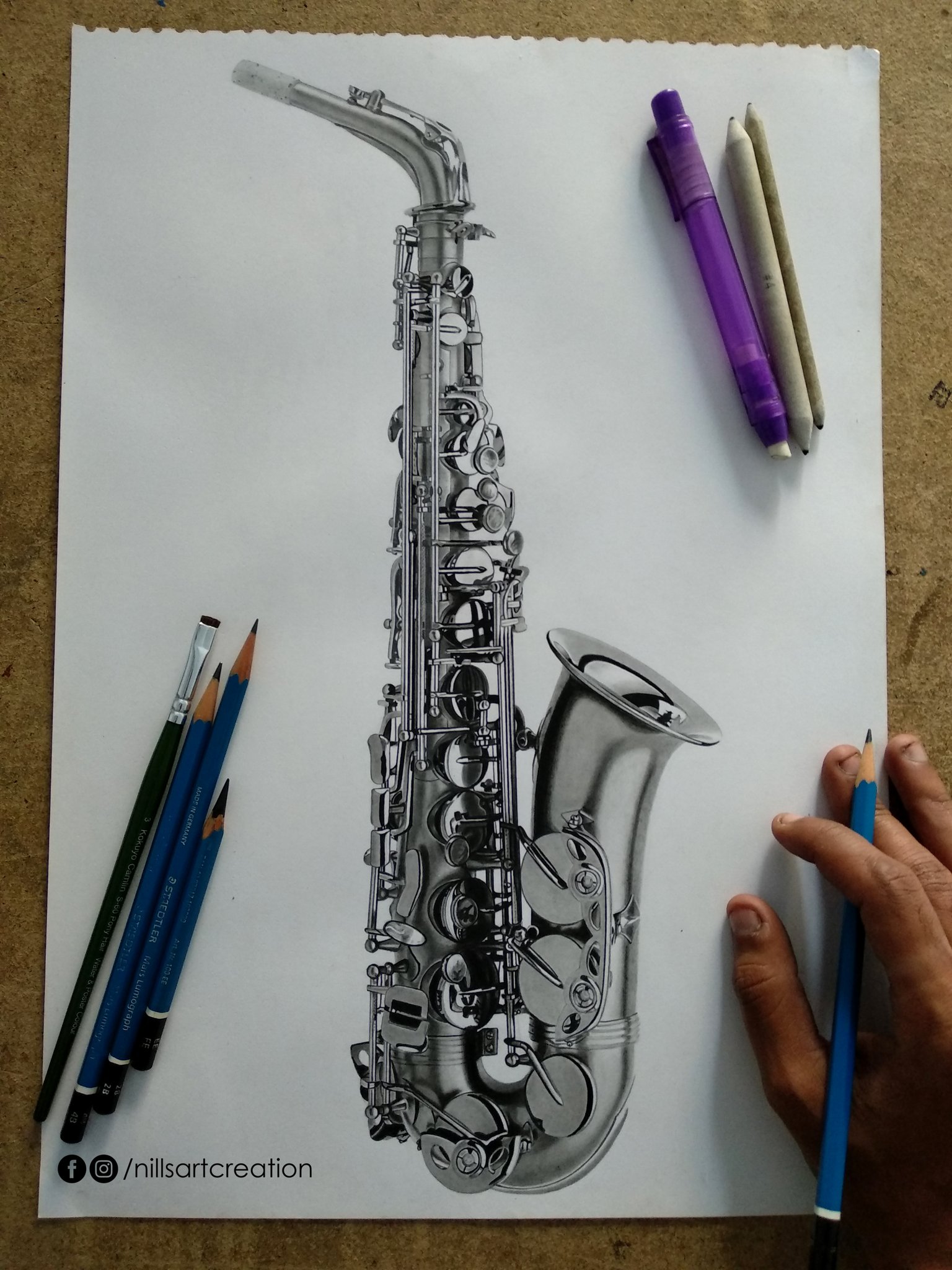 Alto Saxophone Pencil Drawing
