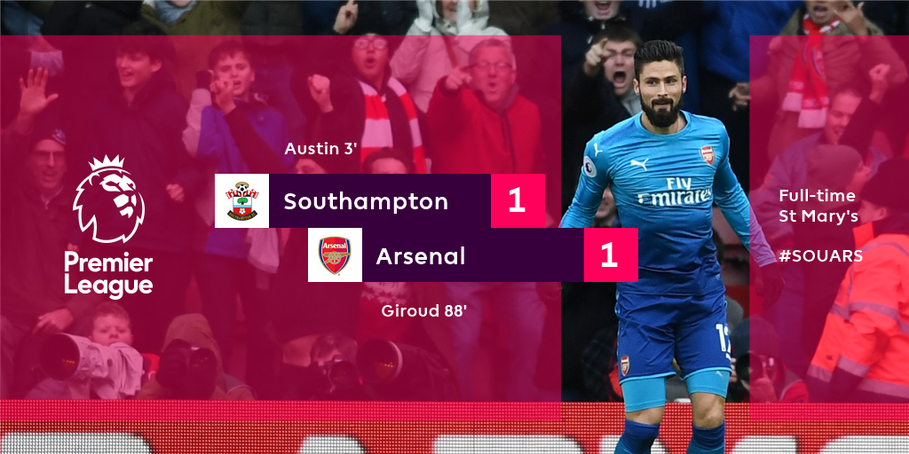 [EPL] 16R. 사우스햄튼 V 아스날, 선발 라인업 : 클리앙