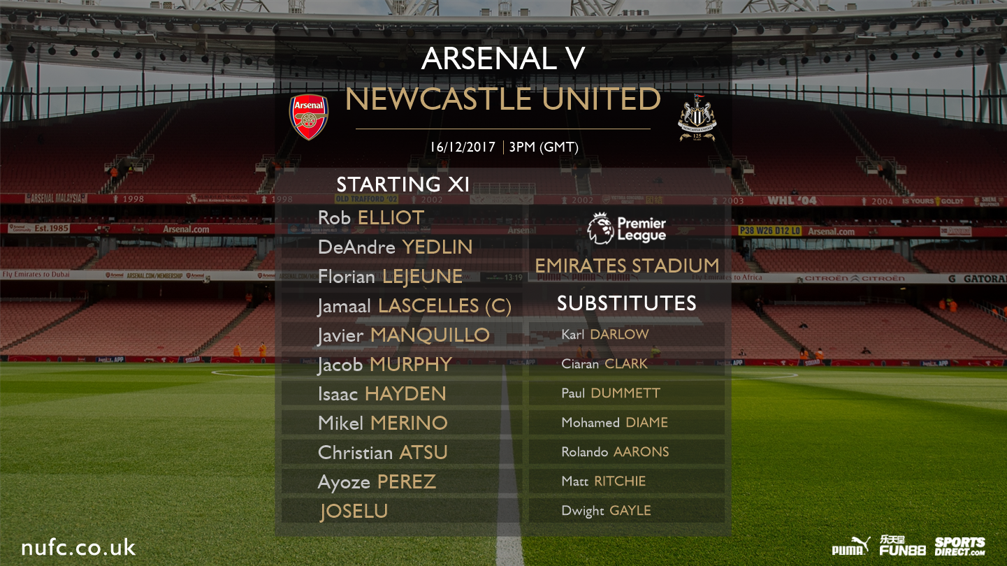 [EPL] 18R. 아스날 v 뉴캐슬, 선발 라인업 : 클리앙
