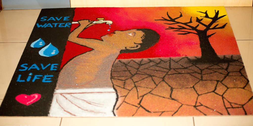 Rangoli Designs With Theme Of Save Water