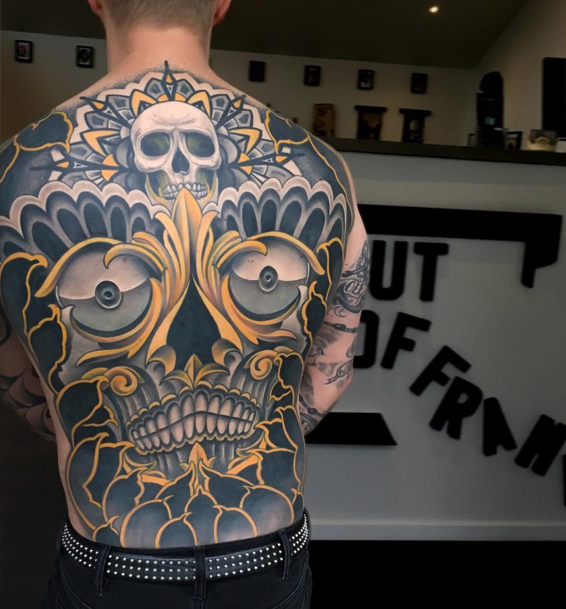 Tibetan Skull Tattoo Chest Color — URaineumTattoos