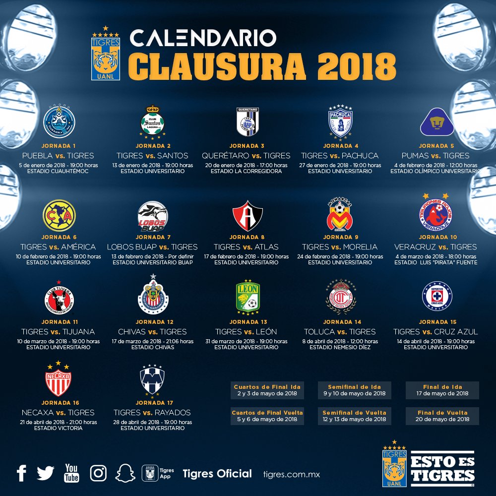 Asado Bajo mandato Excursión tigres uanl calendario agujero unir ...