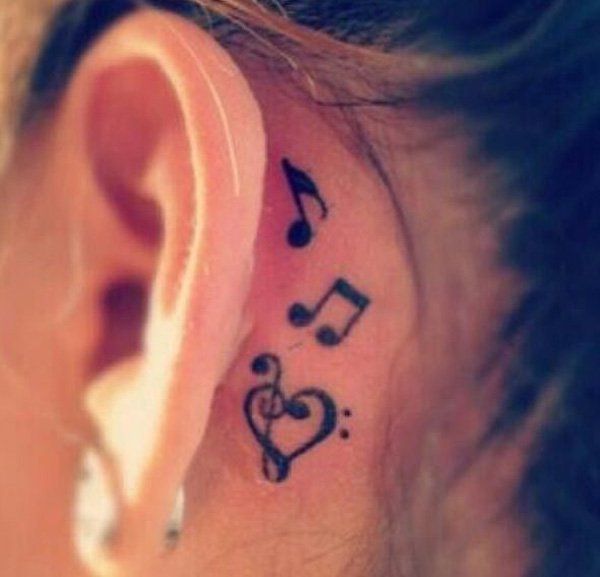 Music Notes Tattoos Behind The Ear