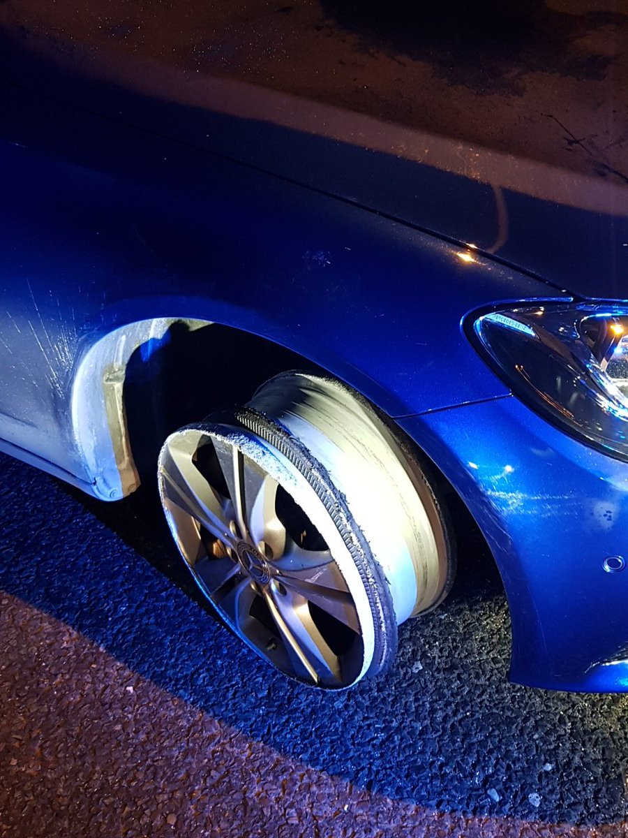 Police tweet shocking picture of car stopped without a tyre | Anglia ...