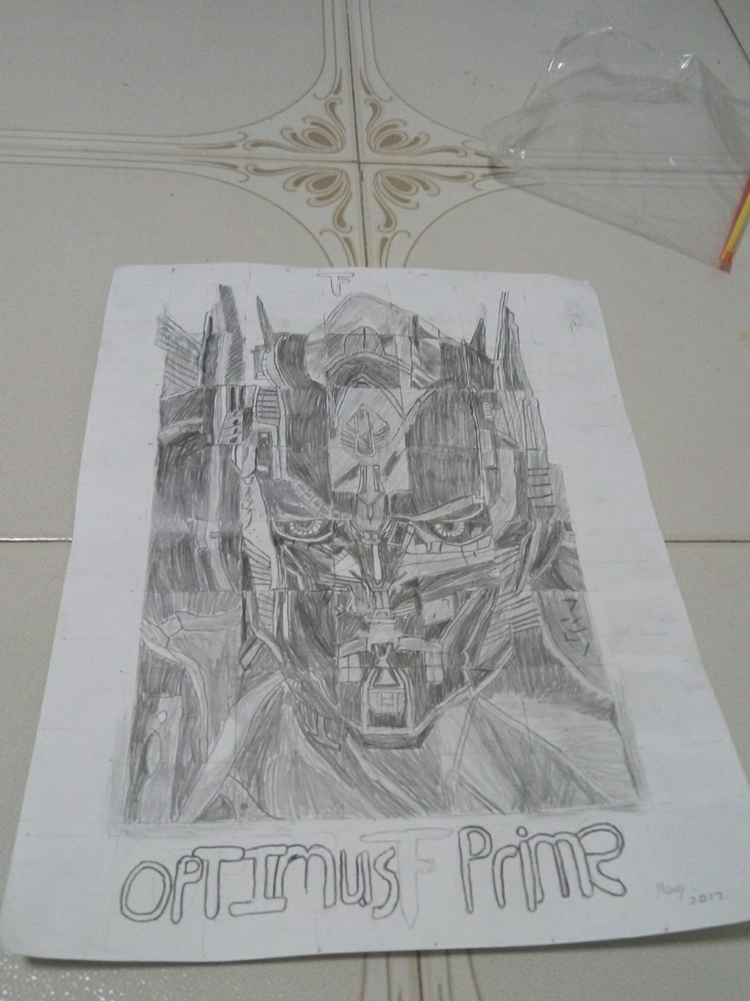 Optimus Prime Face Pencil Drawing
