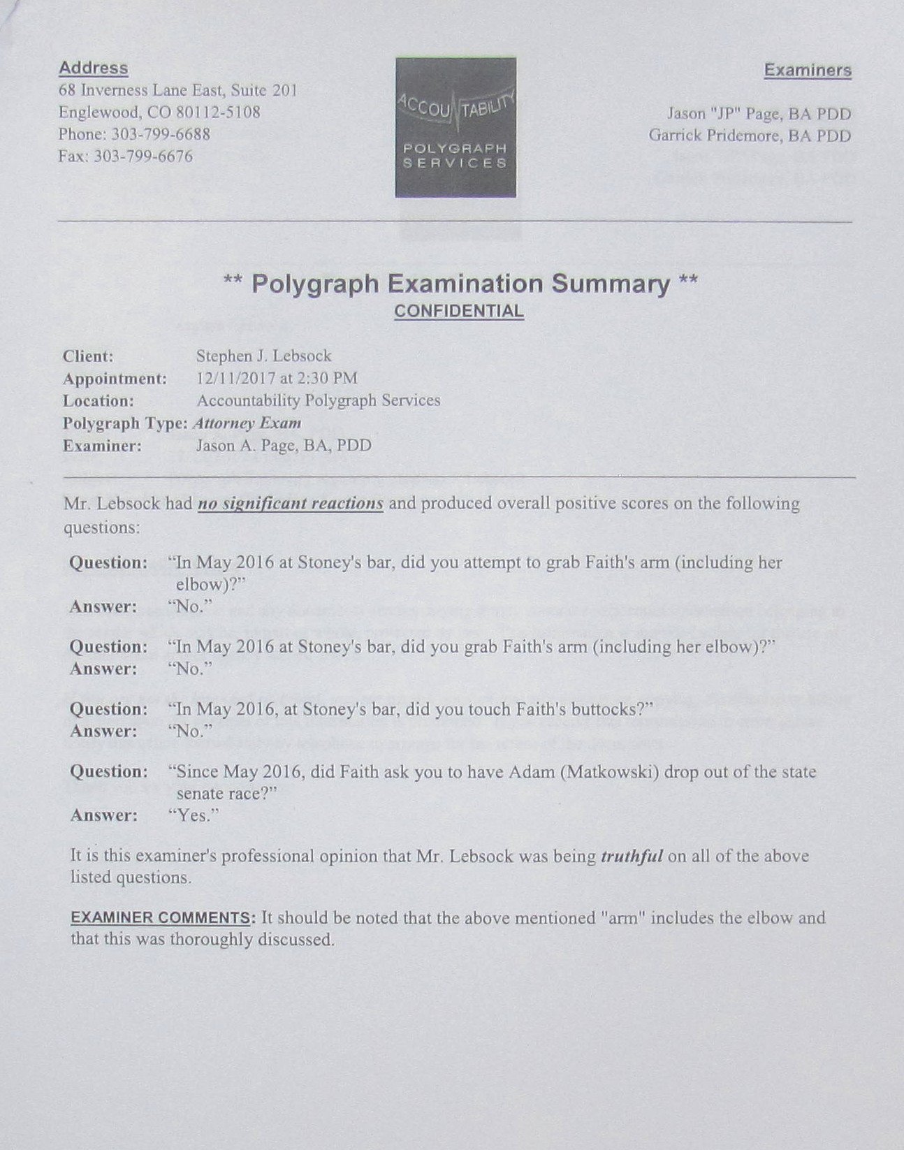 Truthful Polygraph Results