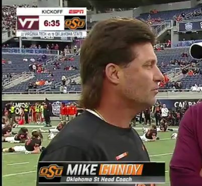 Mike Gundy’s mullet is on point tonight. | More Sports