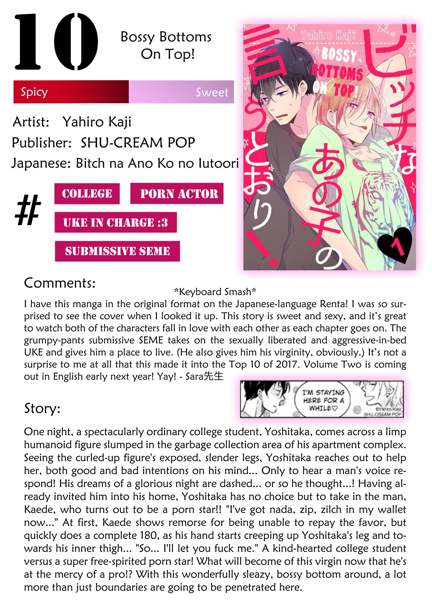 Renta! BL & Yaoi Manga Store على تويتر: "Coming in at #10 BOSSY BOTTOMS ON TOP! (Bitch na Ano Ko ...