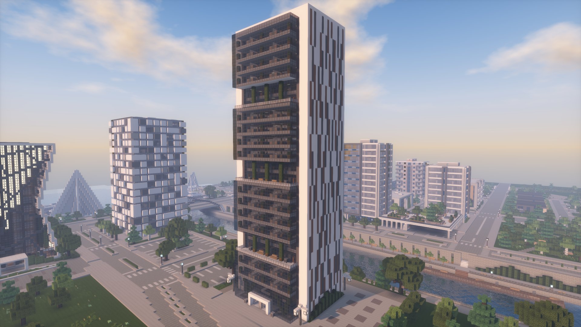 Minecraft Modern Commercial Building Design Twin Condos Buildings And