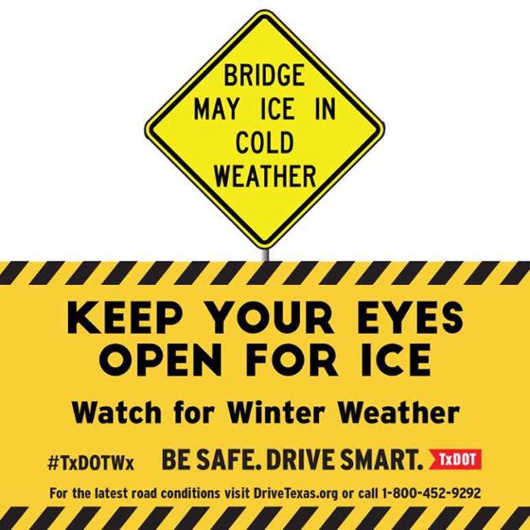 Watch For Ice On Bridge Sign
