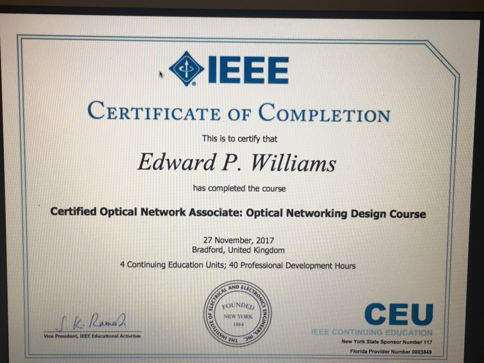 Professional Development Hours Certificate