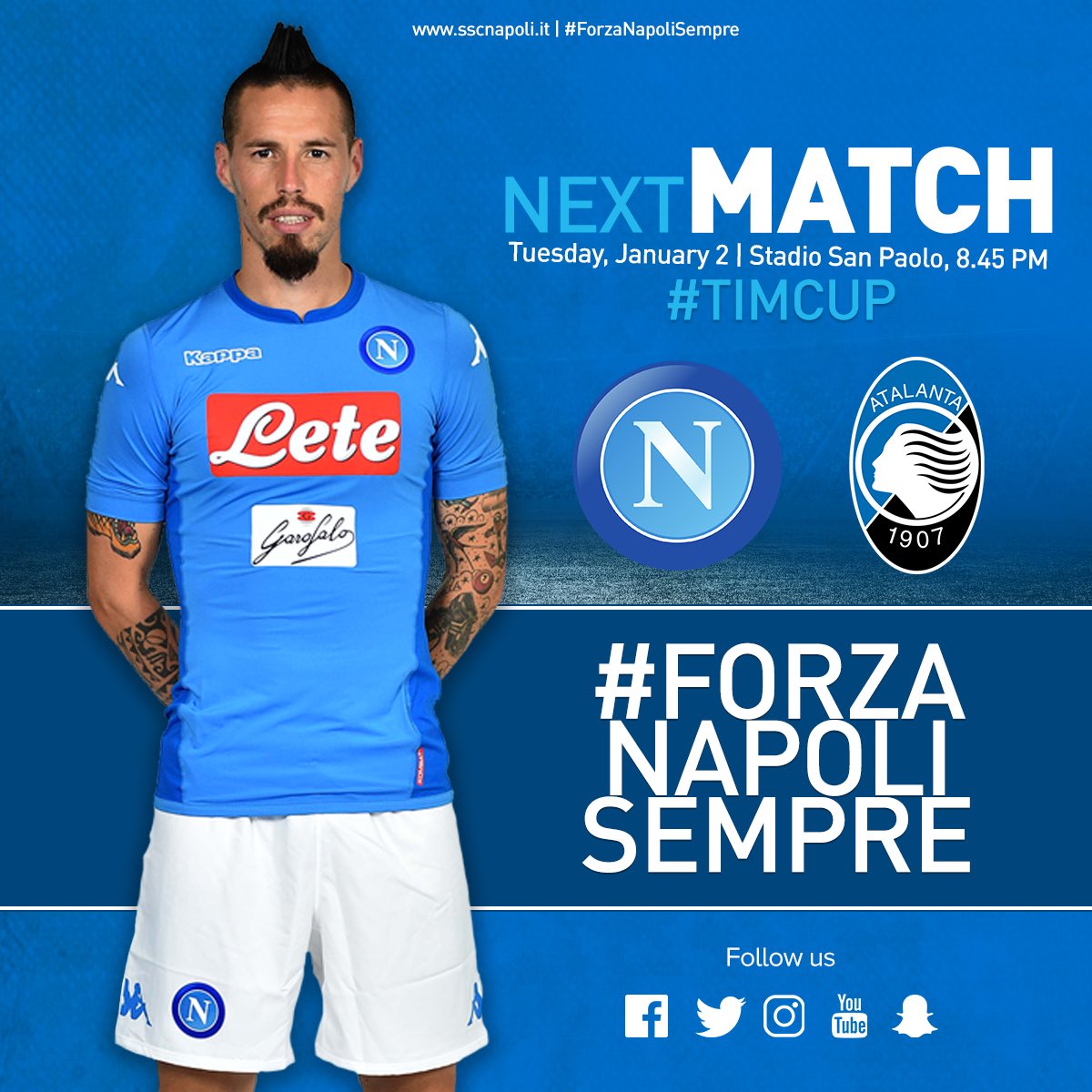 FOTO TWEET - Coppa Italia, forza Napoli sempre