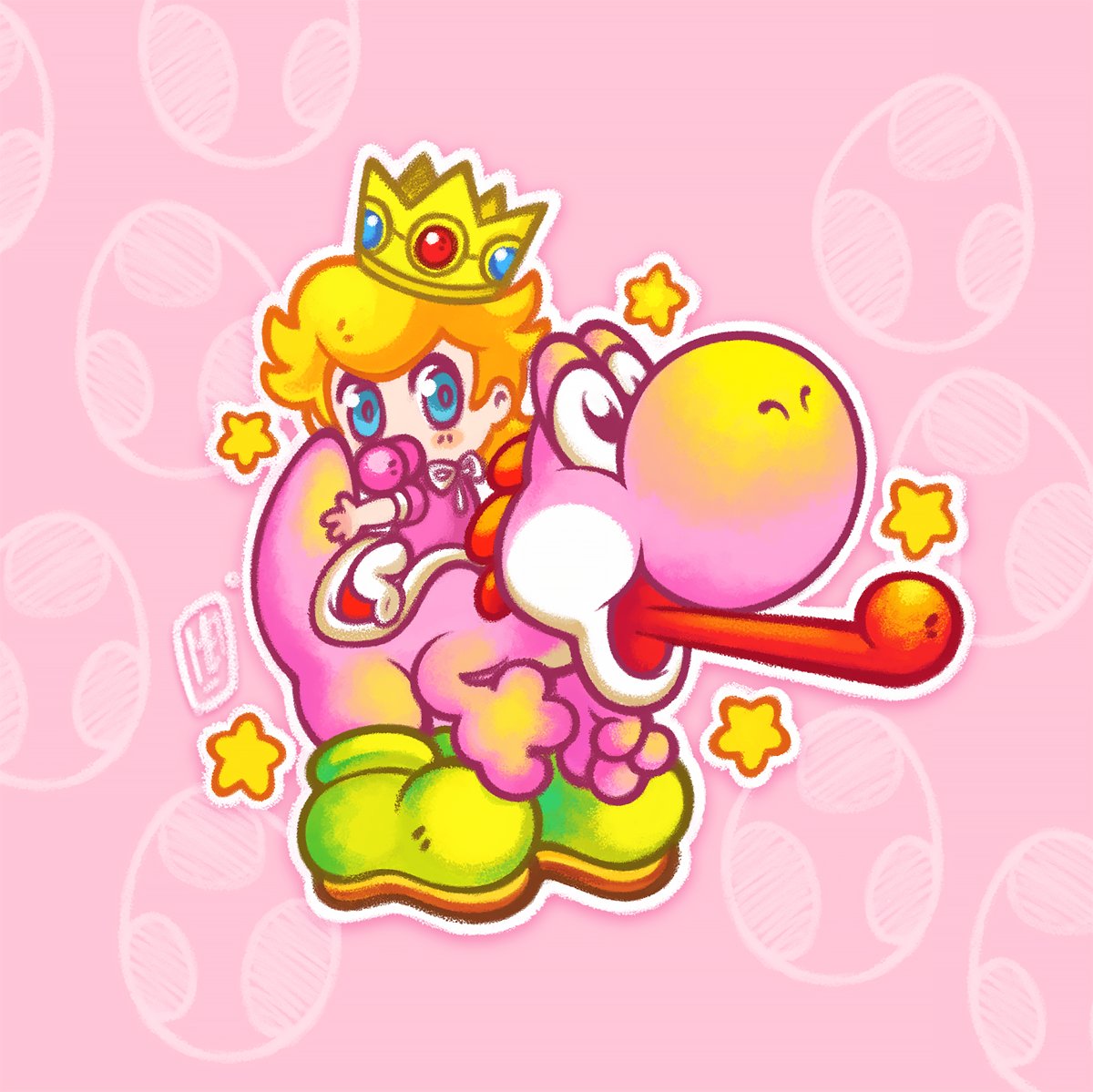 Baby Yoshi And Baby Peach