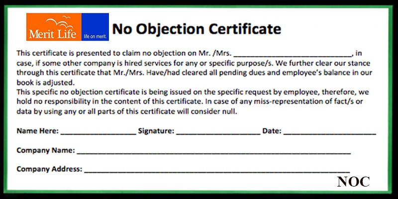 No Objection Certificate Template