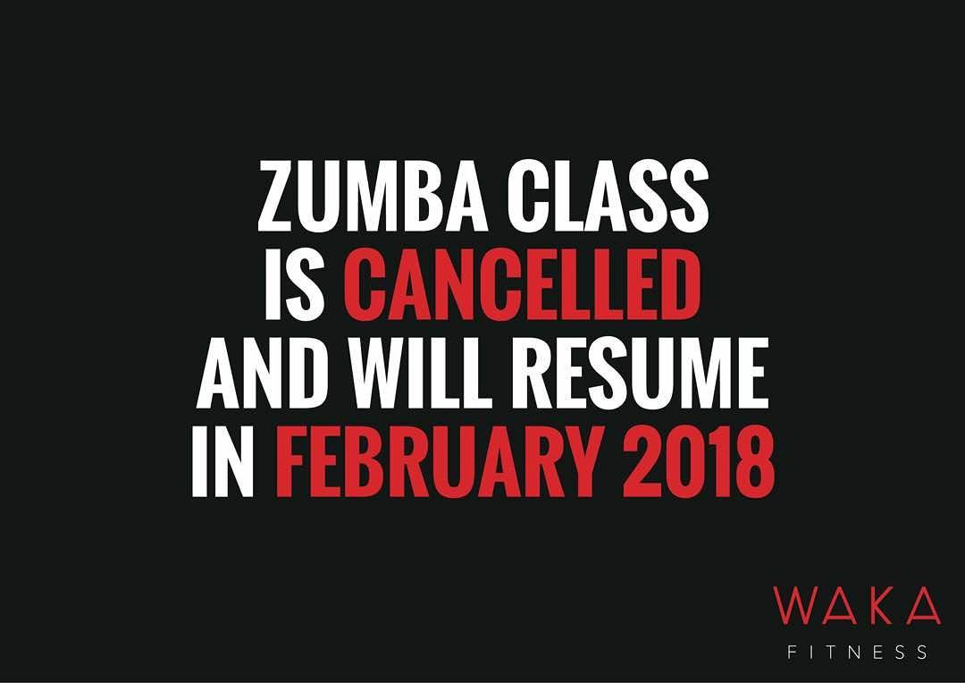 Zumba Class Cancelled Sign