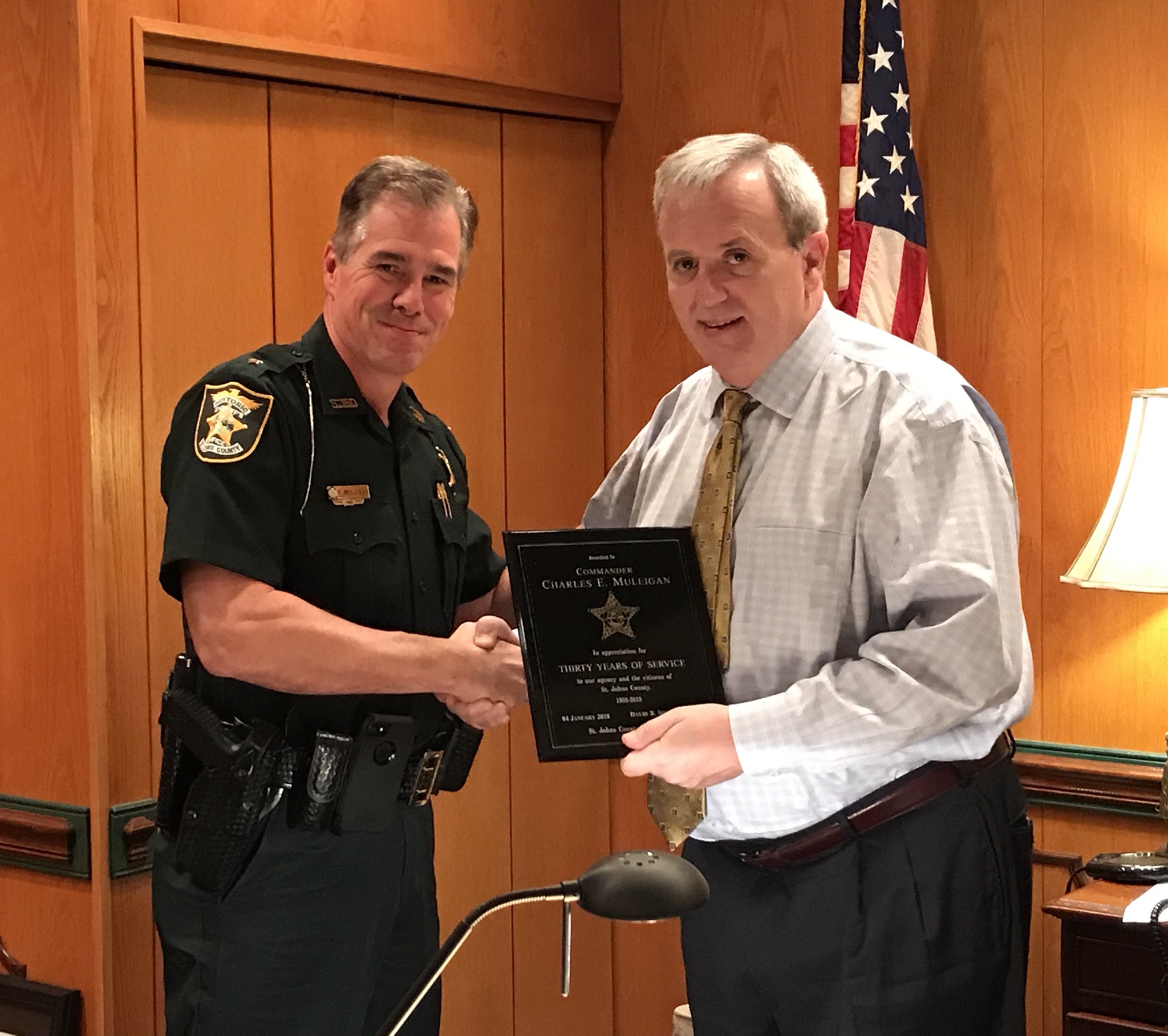 St. Johns County Sheriff's Office on Twitter: "Congratulations CDR Chuck Mulligan! Today, he ...
