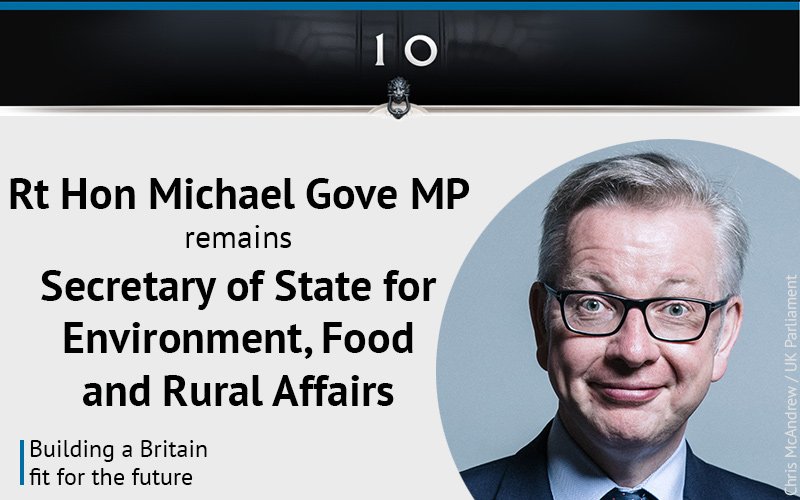 Michael Gove MP remains Secretary of State for Environment, Food and ...