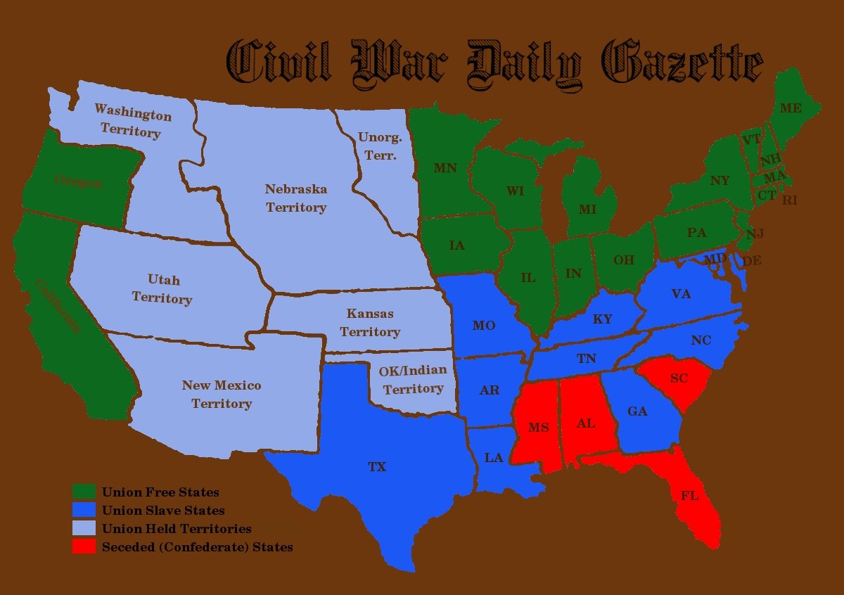 Union And Confederacy Map