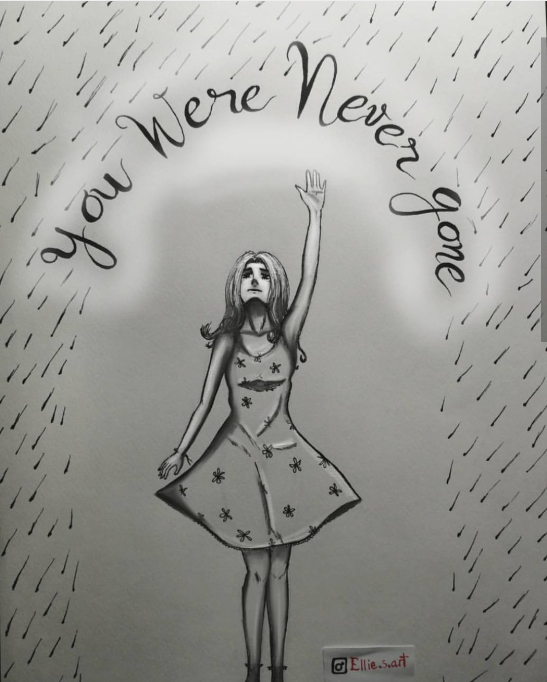 Sad Girl In Rain Drawing