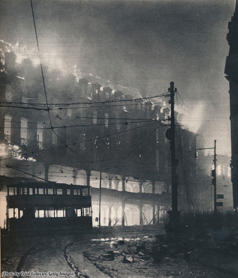 A department store on Sheffield High Street after nine hours of bombing ...